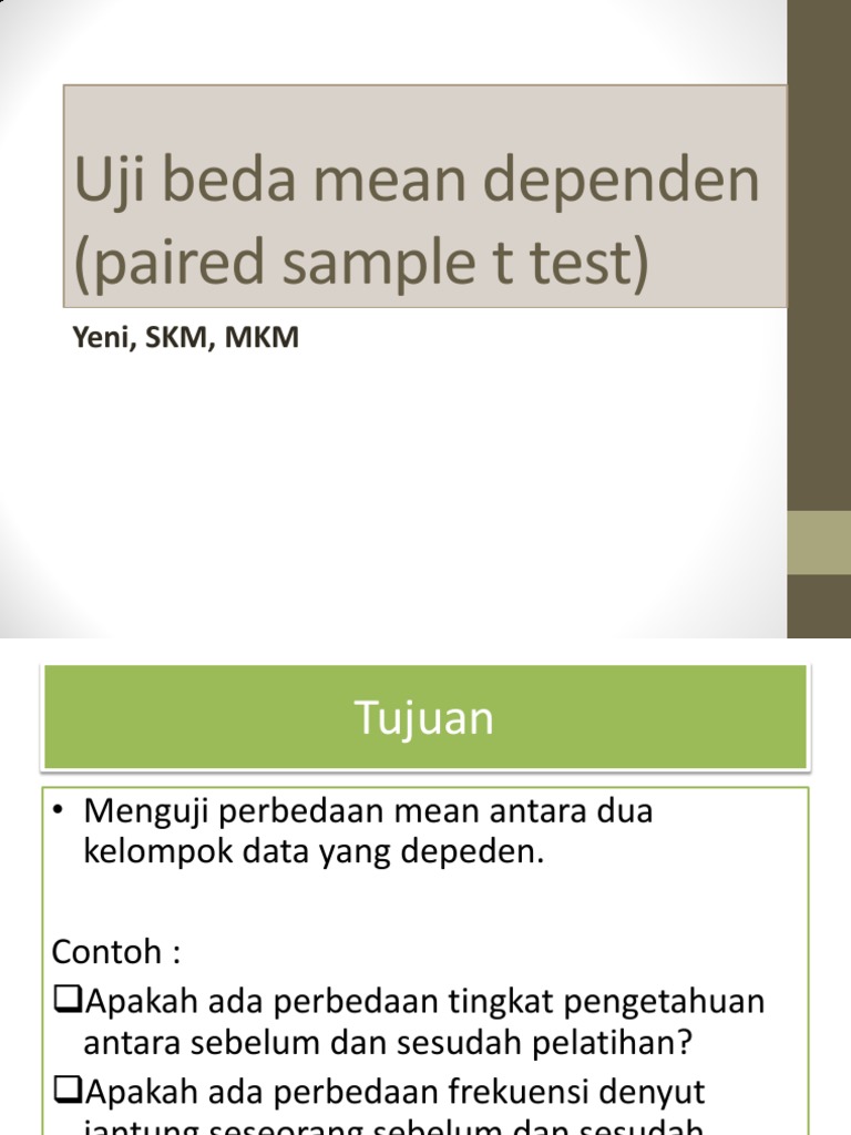 Uji Beda Mean Dependen | PDF