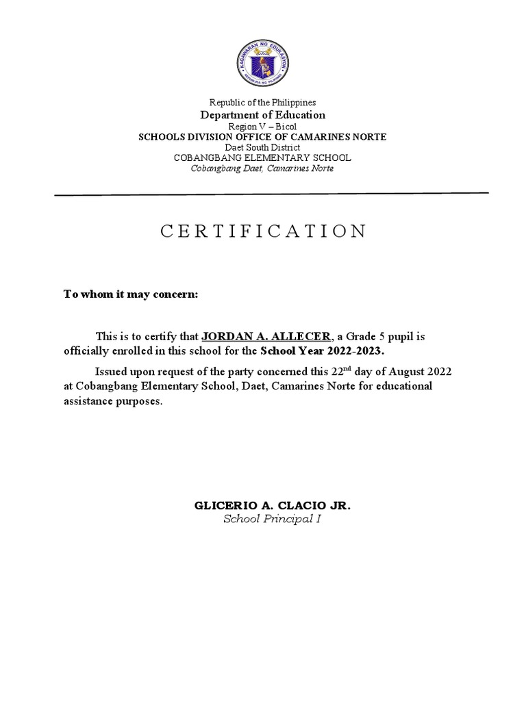 CERTIFICATION | Descargar gratis PDF | Administrative Law | Government ...