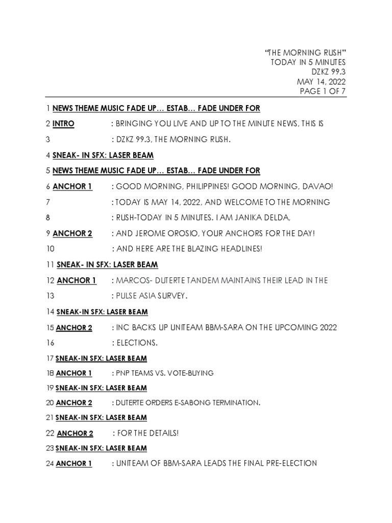 Group 1 Radio Broadcasting Script #1 | PDF | Government | Philippines
