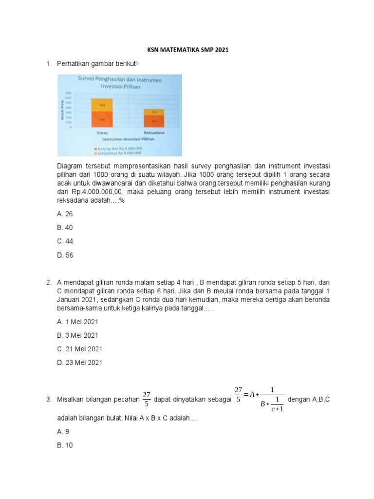 KSN Matematika SMP 2021 | PDF