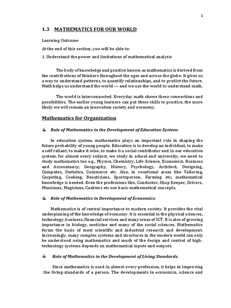 Importance of Mathematics in Society | PDF | Mathematics | General ...
