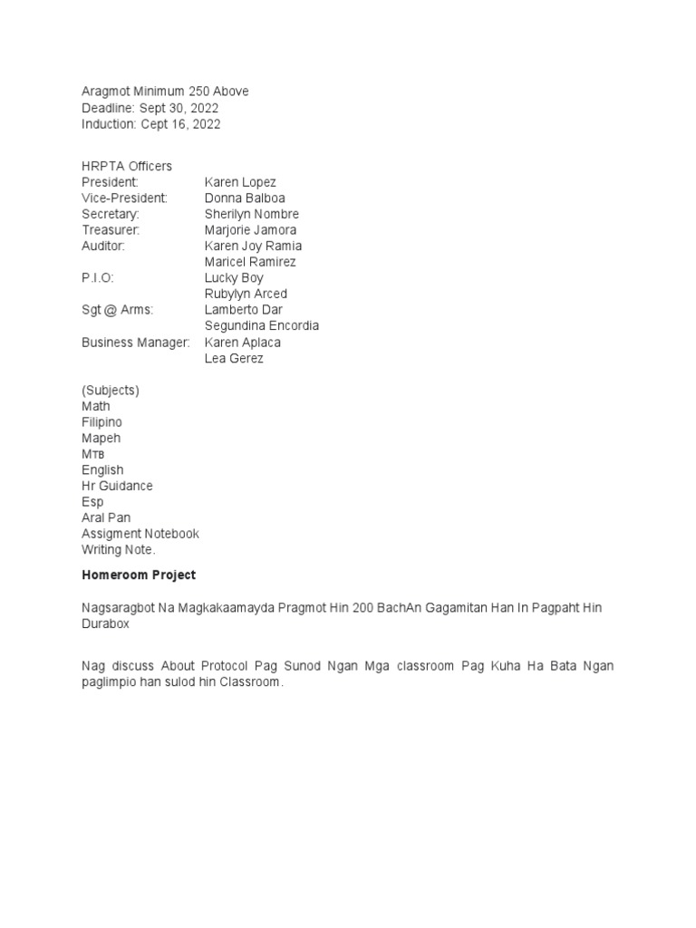 Homeroom Project | PDF