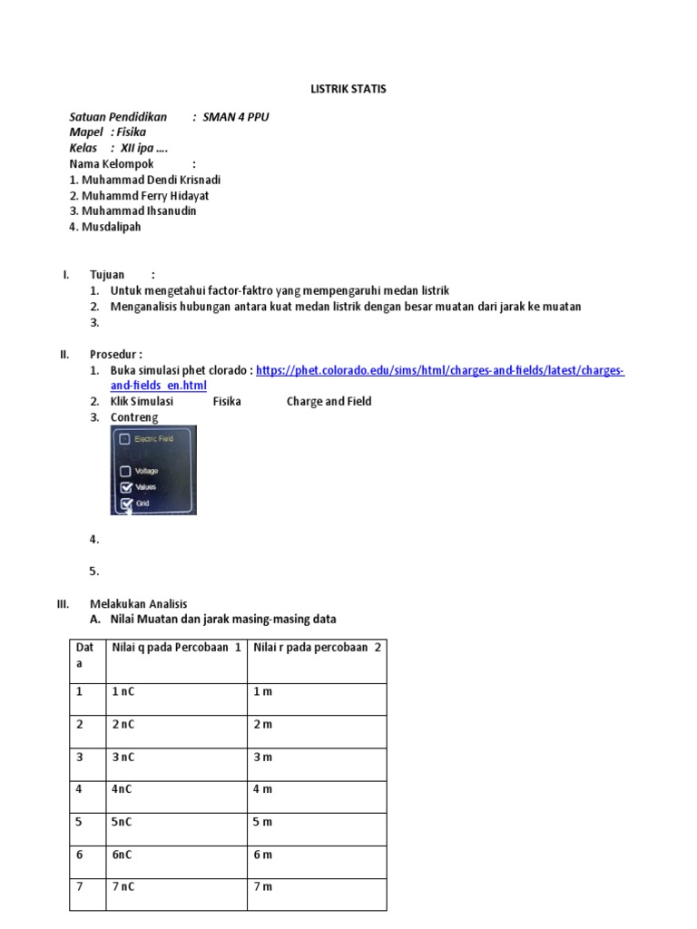 LISTRIK STATIS Phet Colorado 1 | PDF