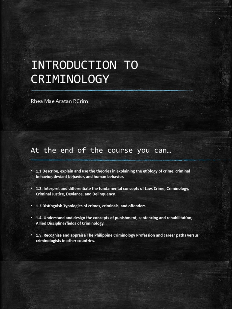 Introduction to Criminology Concepts | PDF | Criminology | Utilitarianism
