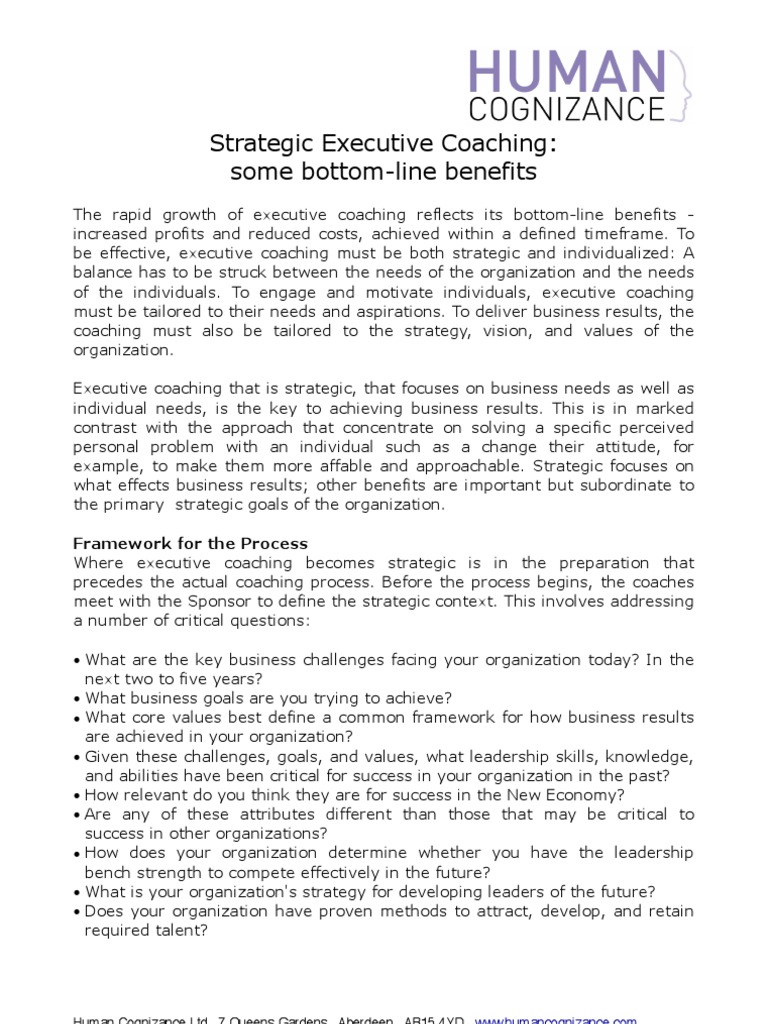 Strategic Executive Coaching | PDF | Leadership | Strategic Management