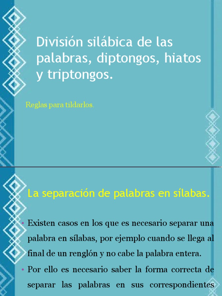 16 de Febrero División Silábica de Las Palabras, Diptongos | PDF
