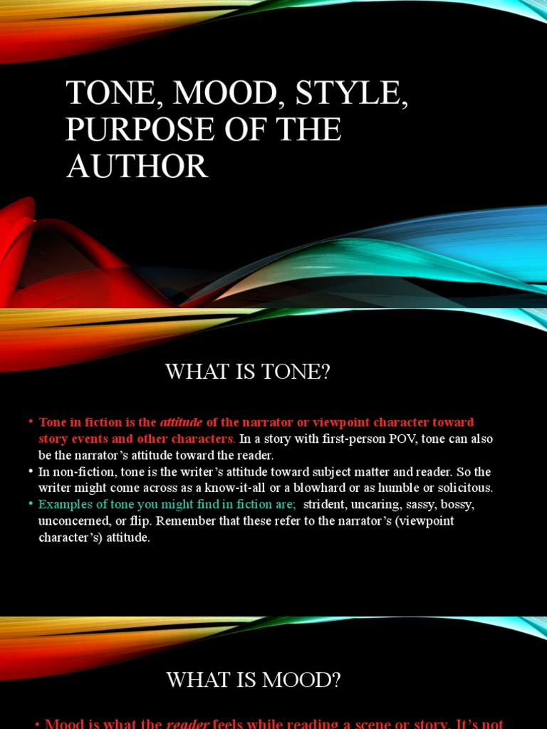 Understanding Tone, Mood, Style, and Purpose | PDF | Narration | Cognition