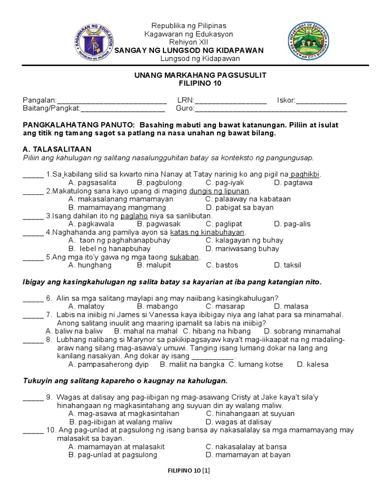 Fil-10-1st Quarter | PDF