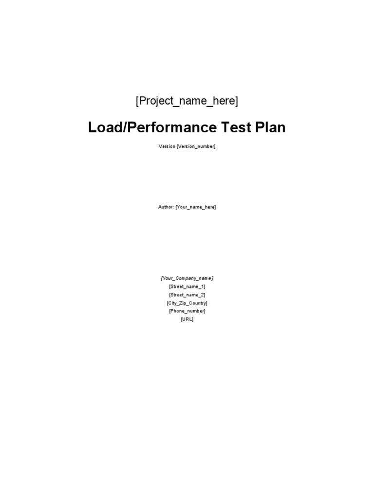 Performance Test Plan Template | Question | Integrity