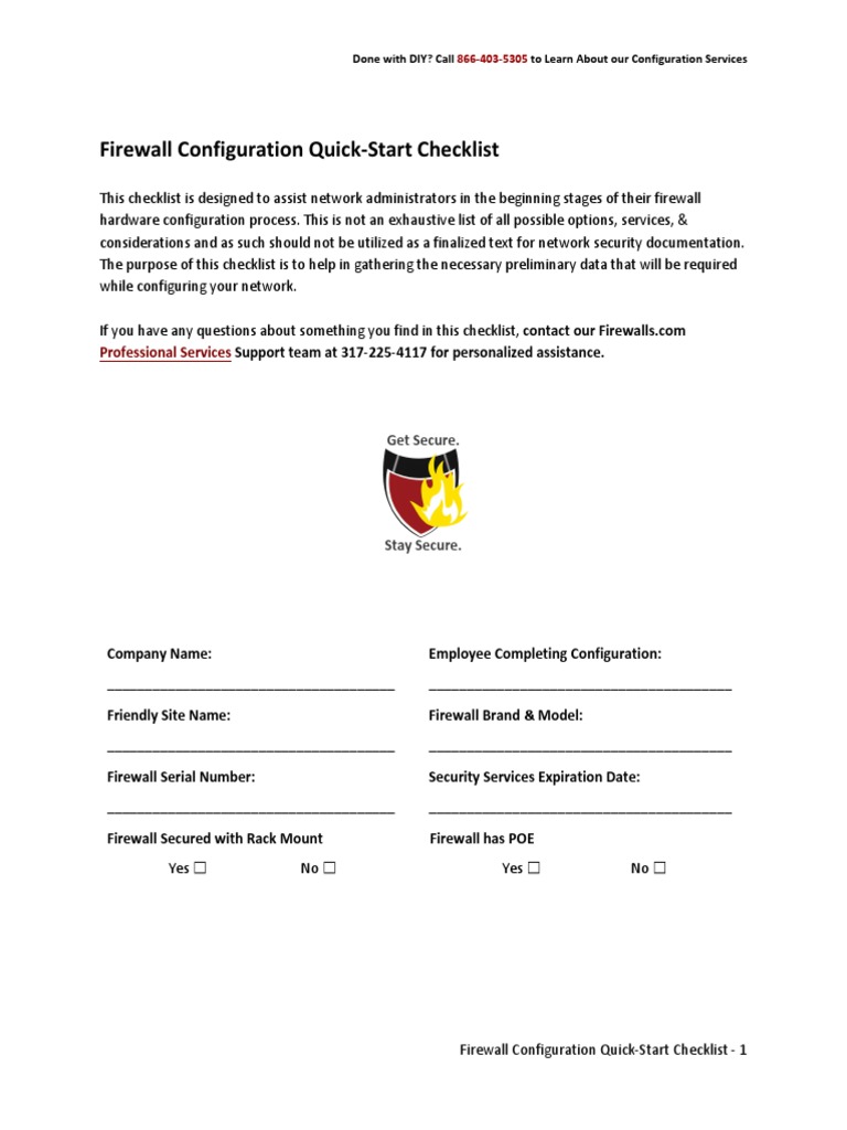 Firewall Configuration Quick Start Checklist | PDF | Ip Address ...