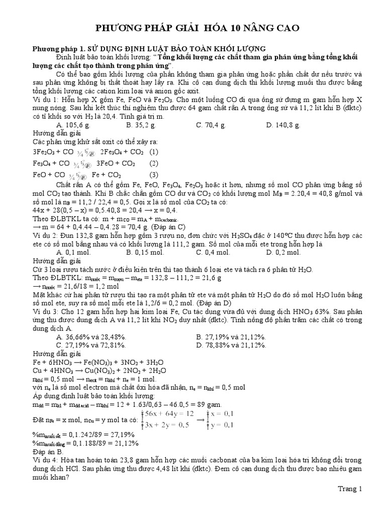 Phương Pháp Giải Hóa 10 NC-HSG | PDF