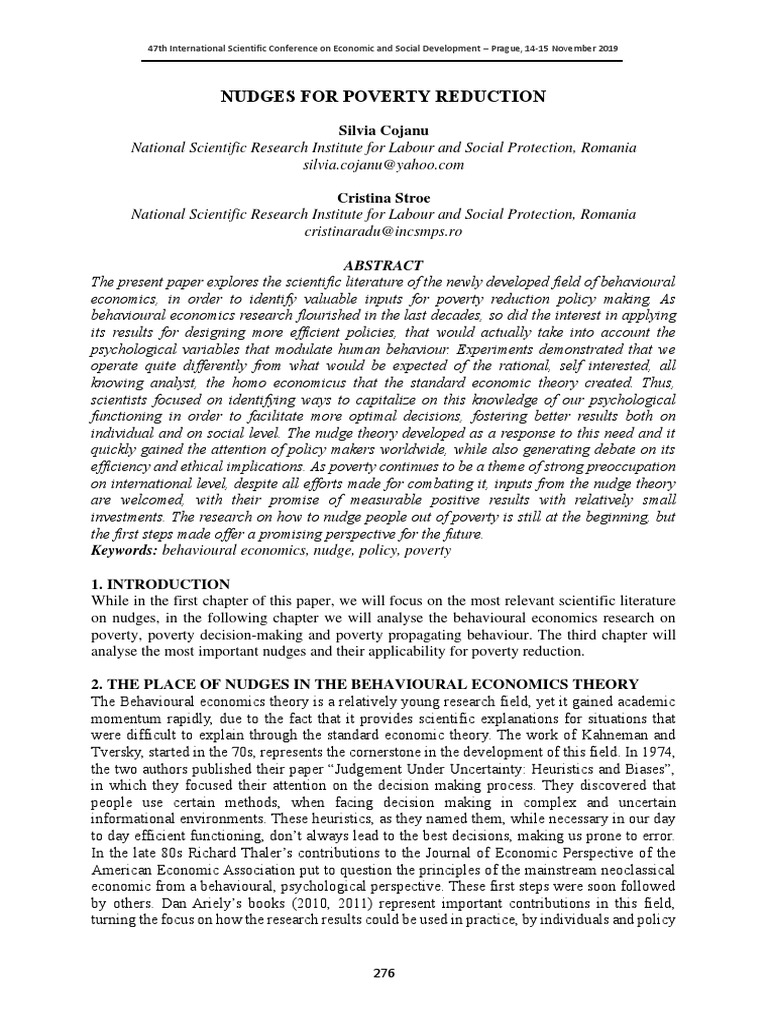 Nudges For Poverty Reduction: Silvia Cojanu | PDF | Behavioral ...