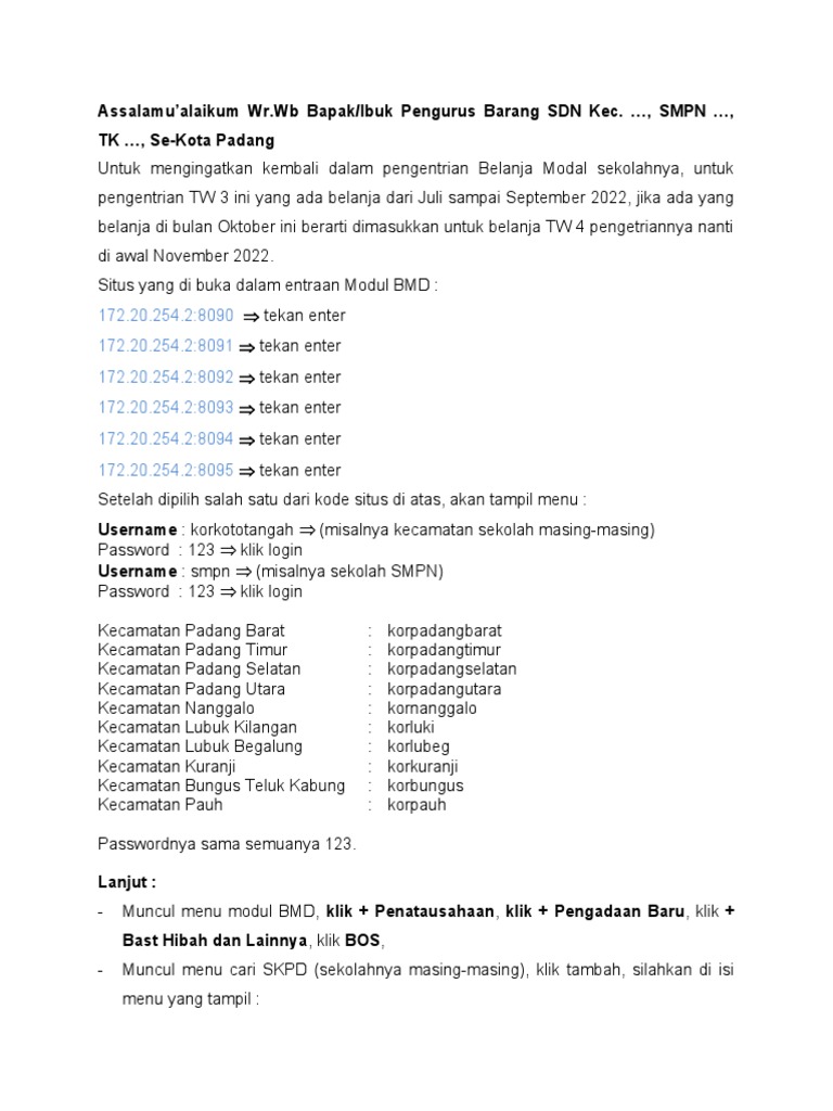 Langkah Untuk Mengentrikan BMD | PDF