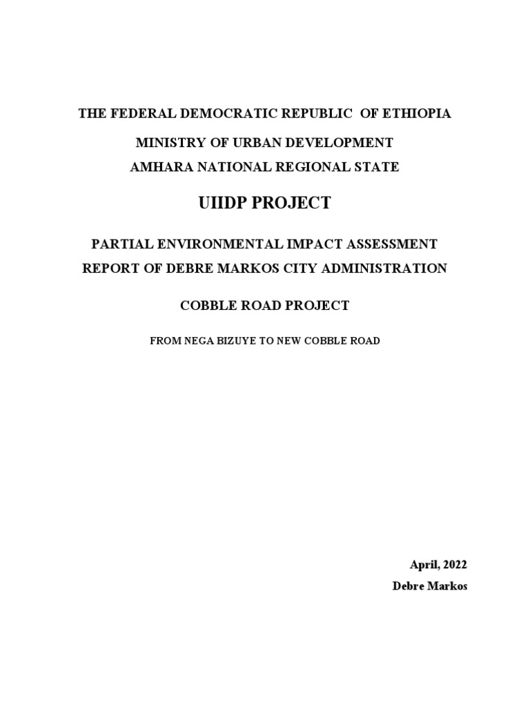 Debre Markos Cobble Road EIA Report | PDF | Environmental Impact Assessment | Road