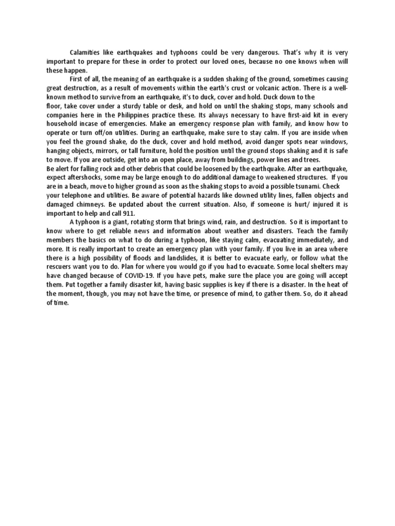 Disaster Preparedness for Earthquakes & Typhoons | PDF | Earthquakes ...