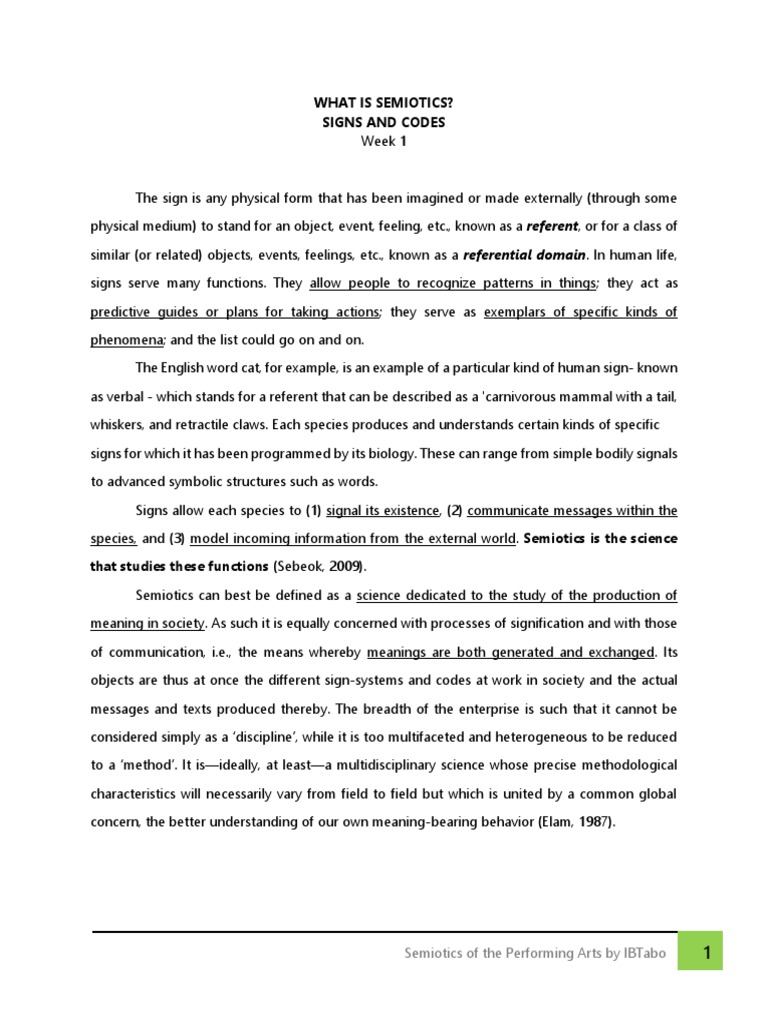 Semiotics in Performing Arts - Signs and Codes | PDF