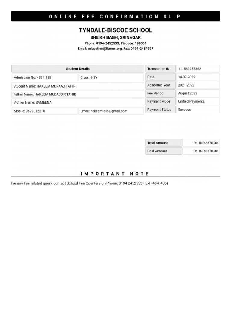 Confirmation Slip | PDF