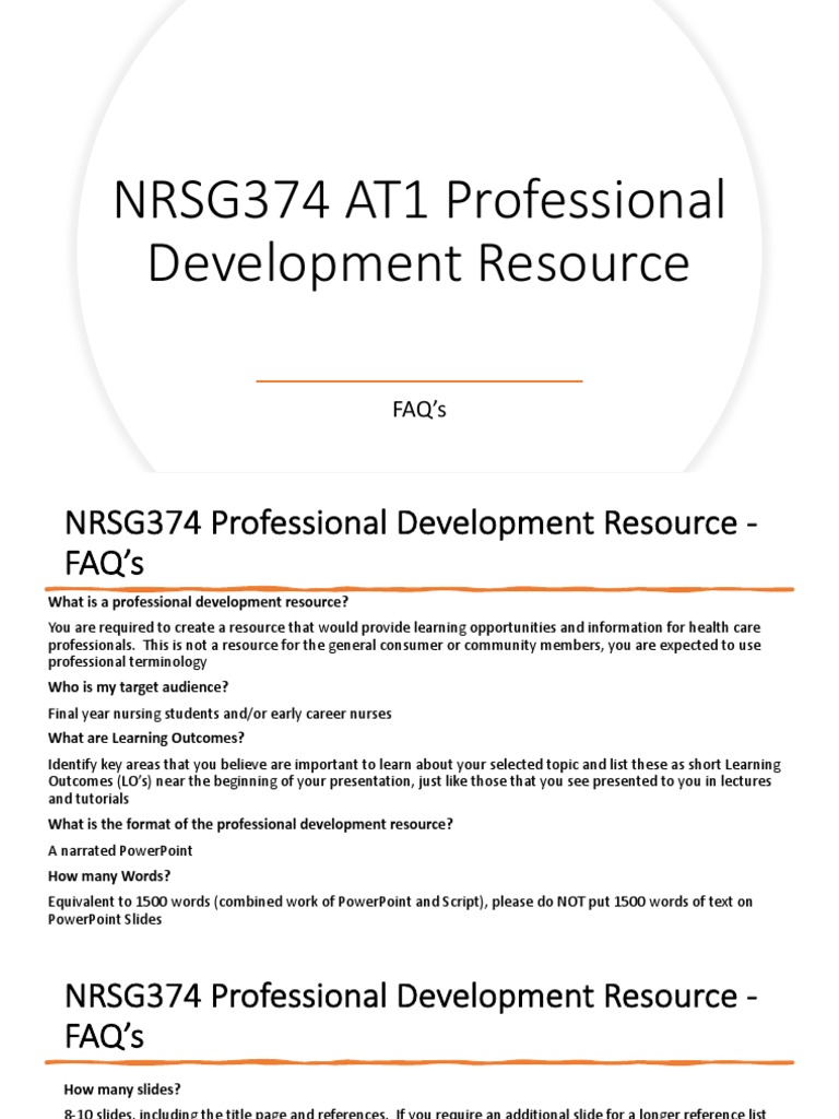 NRSG374 AT1 FAQs 2022 | PDF | Microsoft Power Point