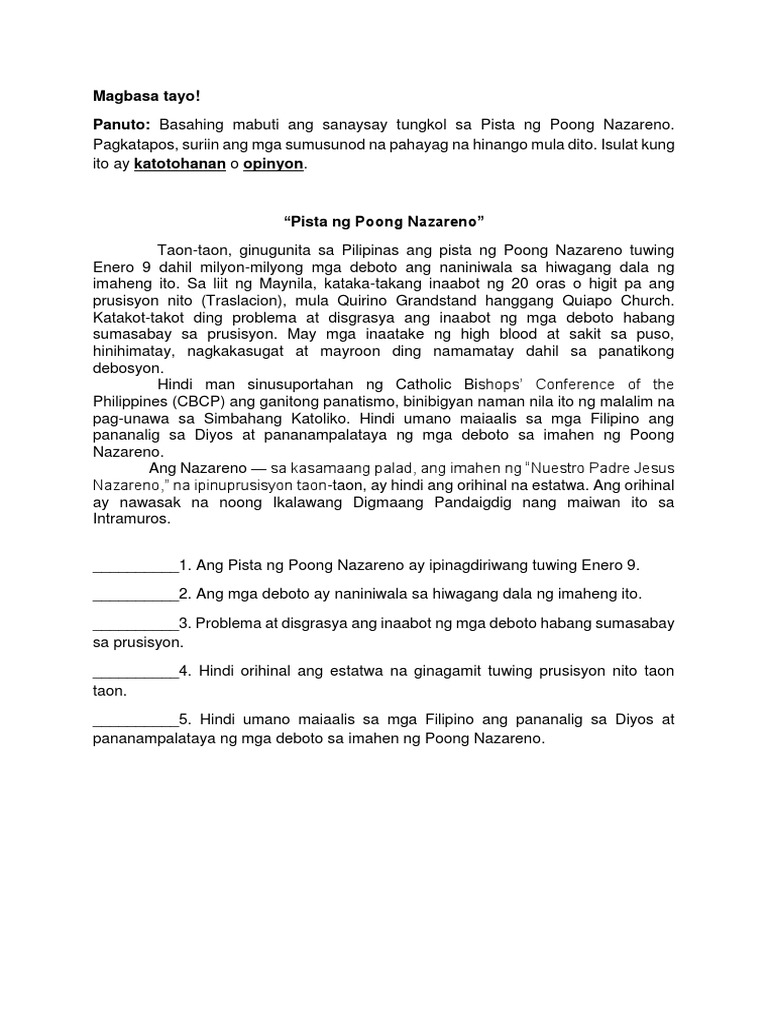 Gawain 7 Magbasa Tayo | PDF