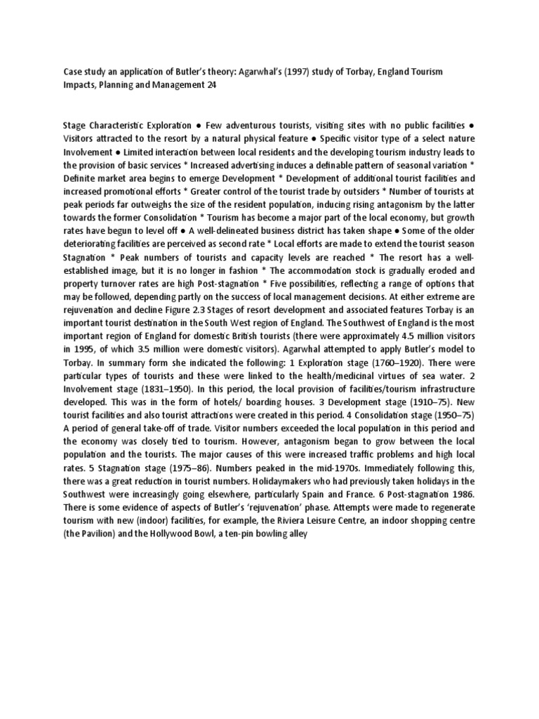 Case Study An Application of Butler | PDF | Tourism | Economies