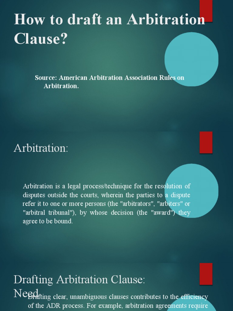 Arbitration Clause Drafting Guide | PDF | Arbitration | Mediation