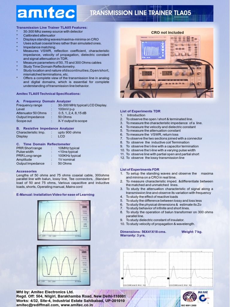 30-300 MHZ Transmission Line Trainer Tla05 | PDF | Transmission Line ...