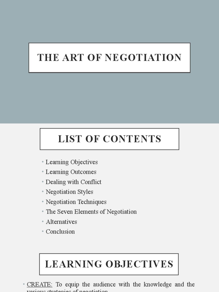 The Art of Negotiation | Download Free PDF | Negotiation | Psychological Concepts