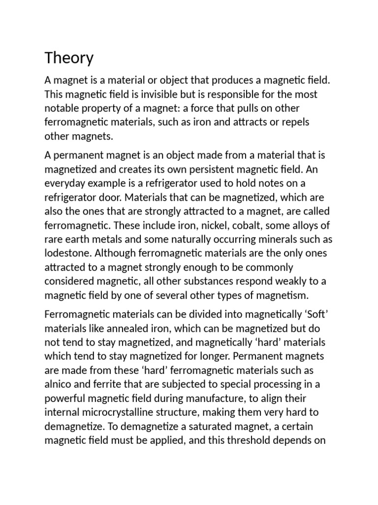 ISC Physics Project Magnetism | PDF | Magnetism | Ferromagnetism