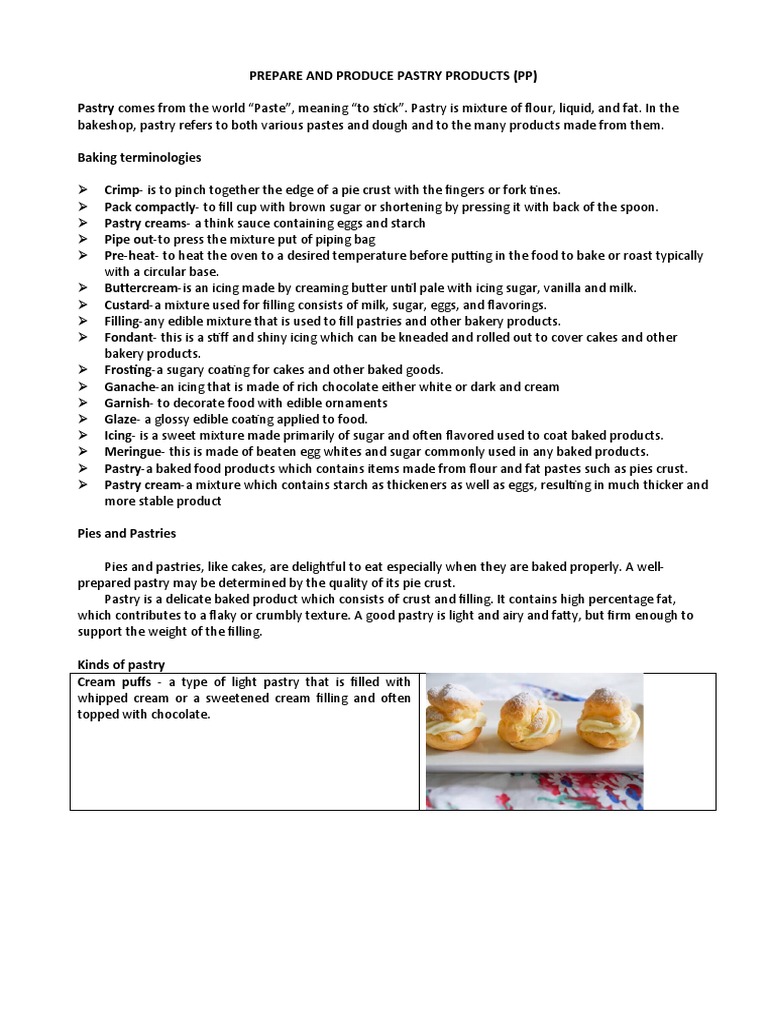 Prepare and Produce Pastry Products (Pp) | PDF | Foods | Cooking