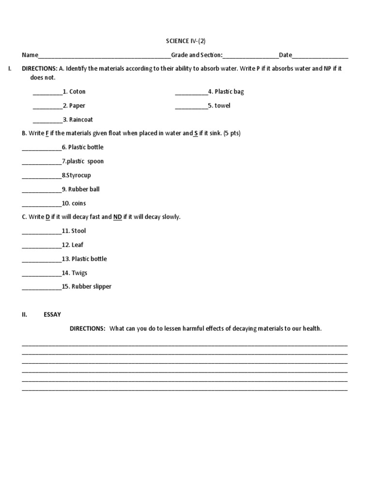 Science Quiz 2 | PDF | Human Body | Digestion