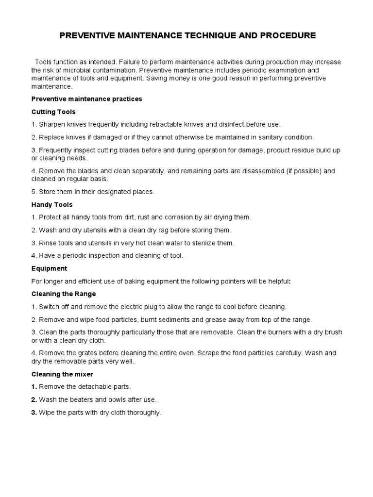 8 Preventive Maintenance Technique and Procedure | PDF