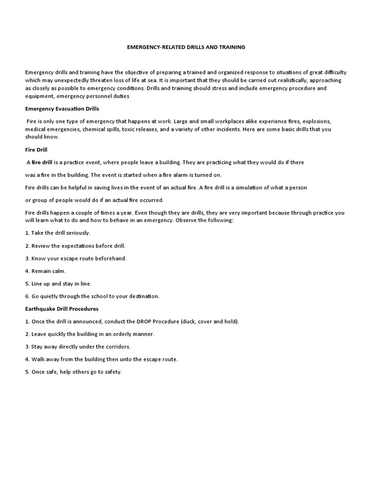 Emergency-Related Drills and Training | PDF