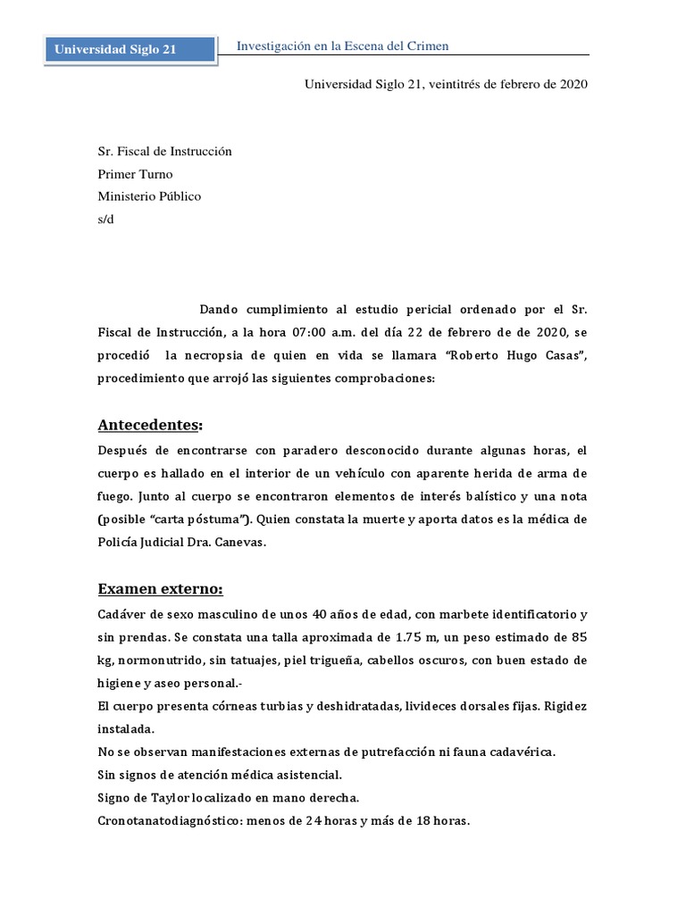 22 - 11 - Informe Autopsia | PDF | Corazón | Anatomía humana
