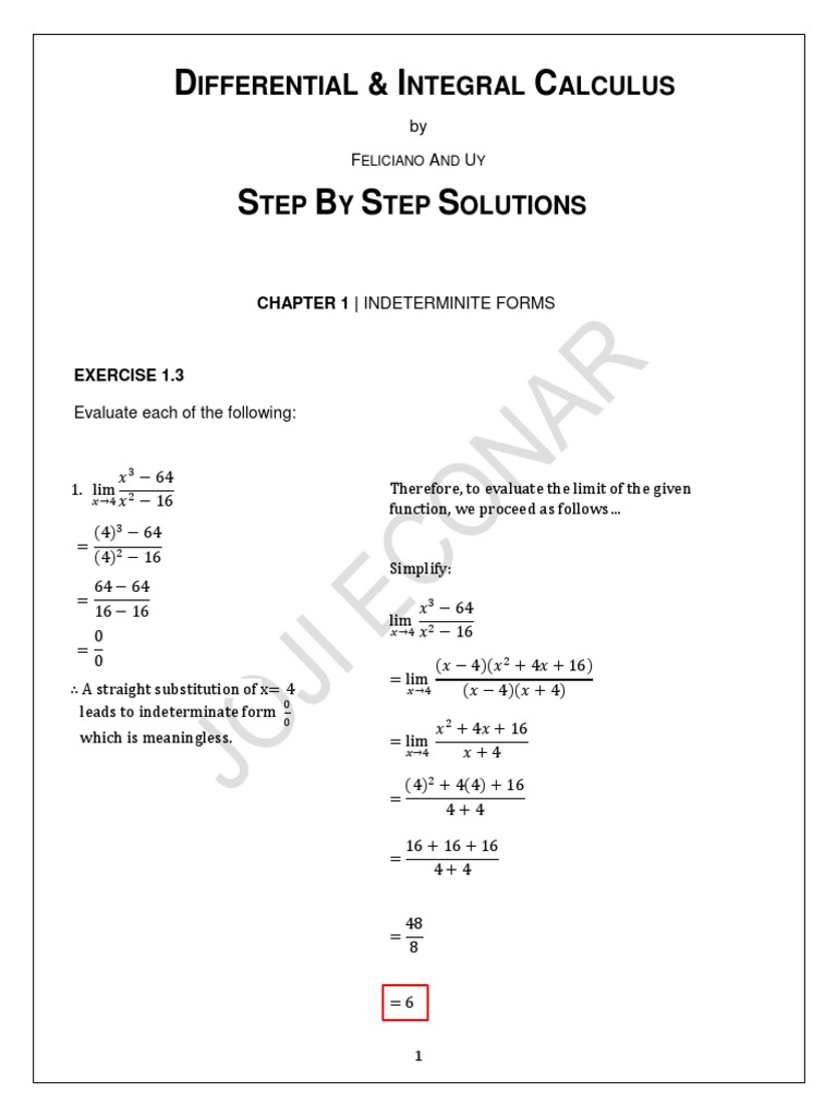 Differential Calculus Manual Problems With Solutions-Indeterminite ...