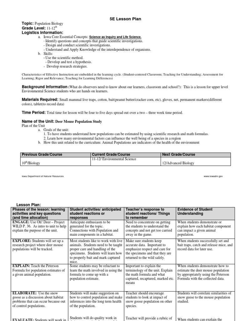 Popbio | PDF | Learning | Lesson Plan