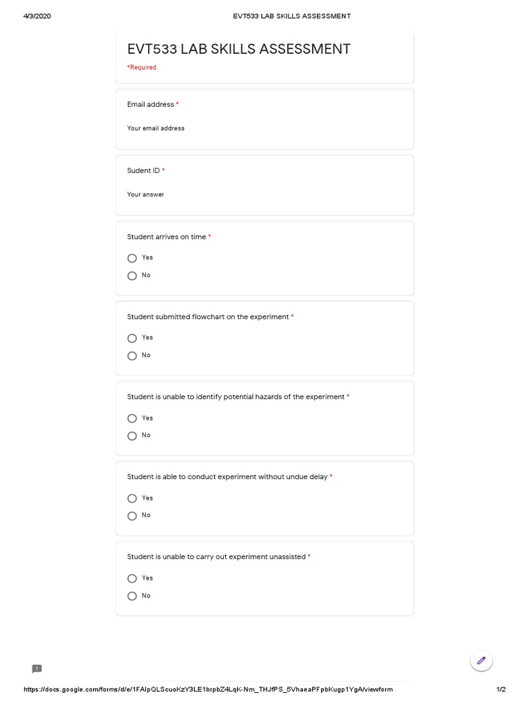 Evt533 Lab Skills Assessment | PDF | Laboratories
