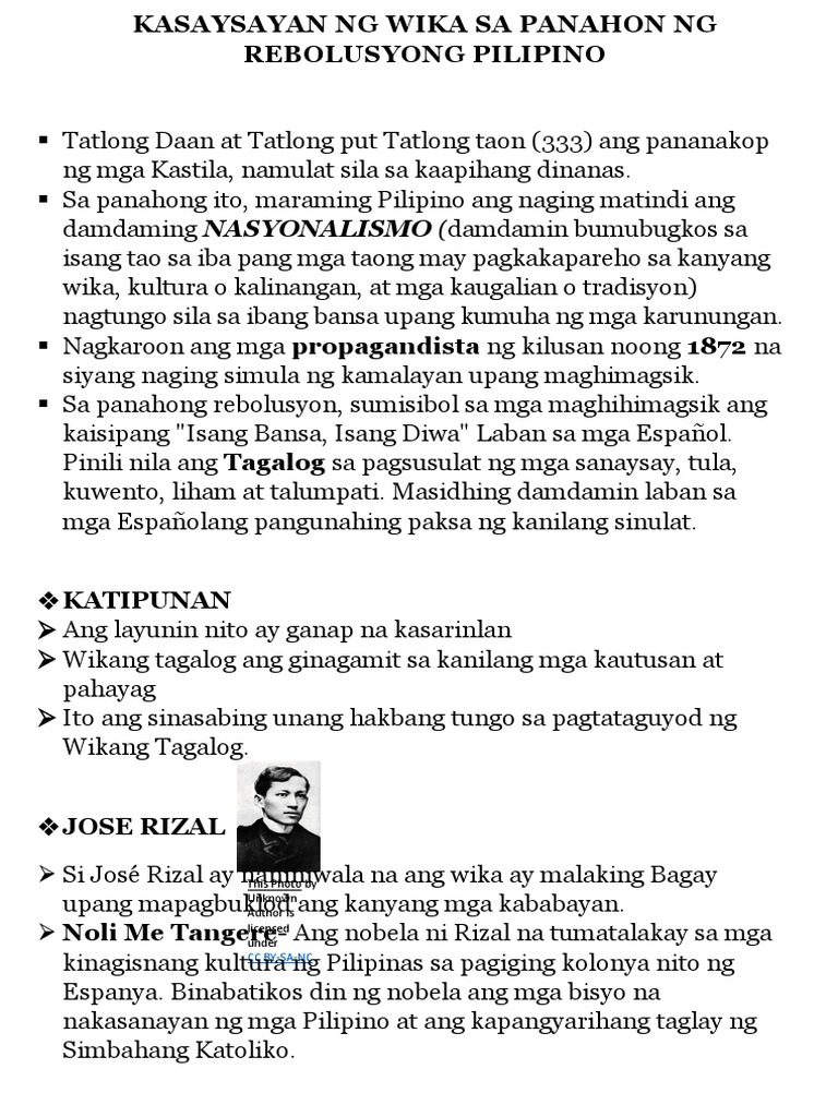 Kasaysayan NG Wika Sa Panahon NG Rebolusyong Pilipino | PDF Kasaysayan NG Wika Sa Panahon NG Rebolusyong Pilipino | PDF
