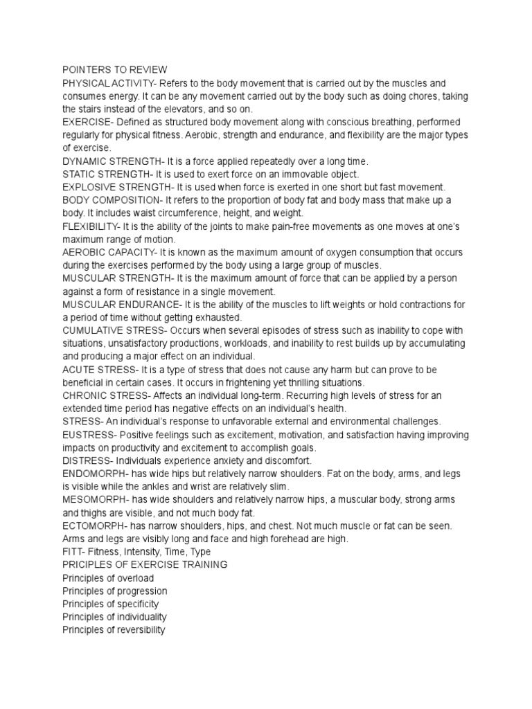 Pointers To Review Hop.e. | PDF | Flexibility (Anatomy) | Skeletal Muscle