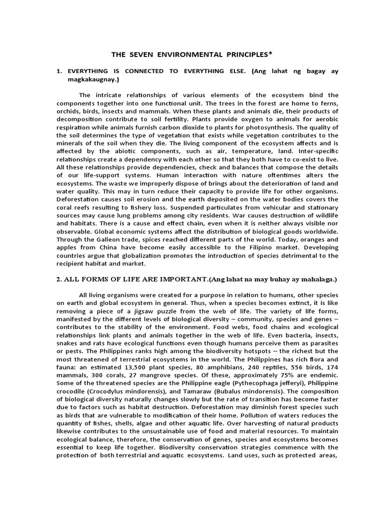 Seven Environmental Principles Explained | PDF | Biodiversity | Ecosystem