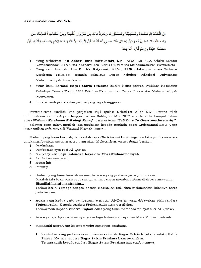 Teks MC Formal Platvom | PDF