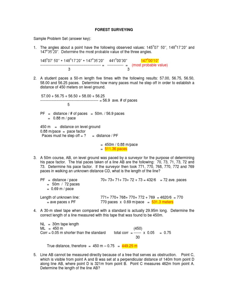 Problem Set Forest Surveying | PDF | Surveying | Angle