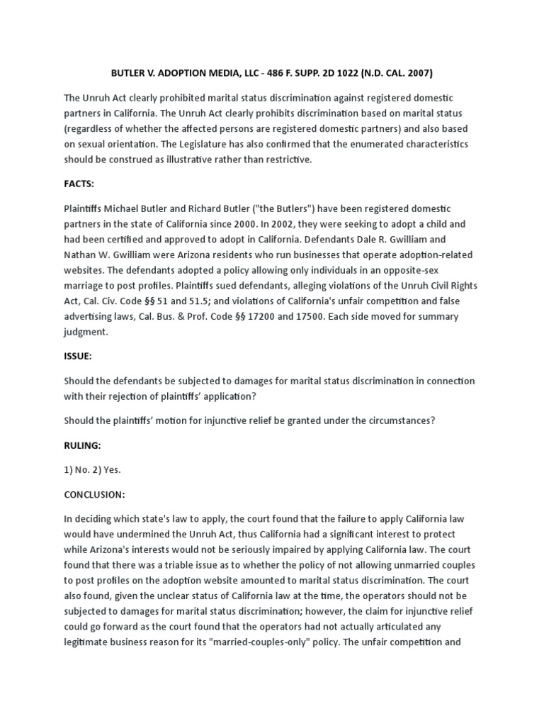 Butler V Adoption Media | PDF | Marriage | Cause Of Action