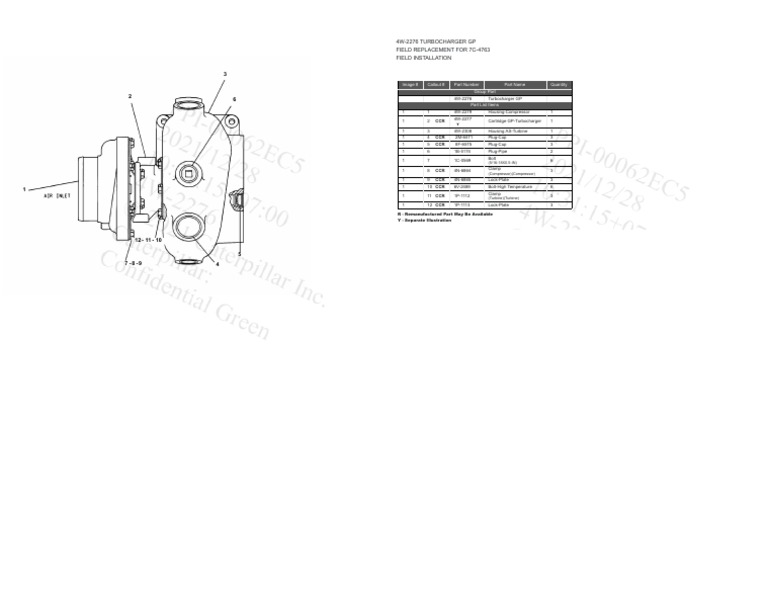 4W-2276 Turbocharger GP Field Replacement For 7C-4763 Field ...