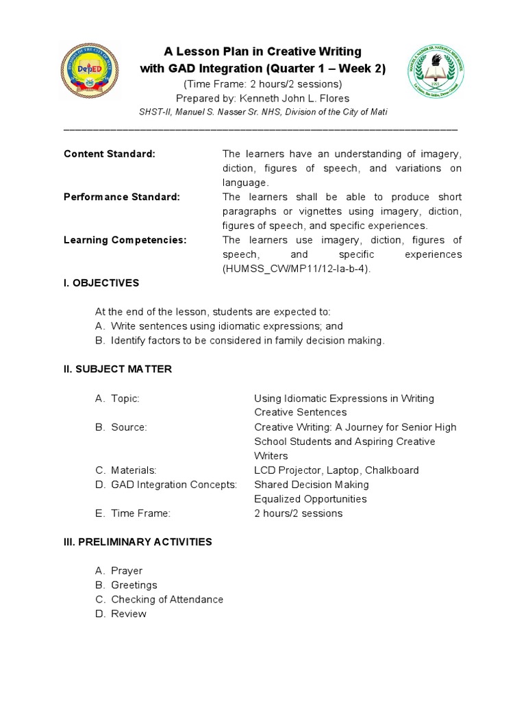 Gad Integrated Lesson Plan - 4 | PDF | Teachers | Irony