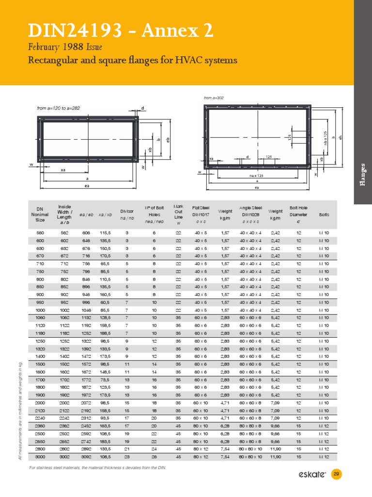 Rectangular & Square Flange Dimensions | PDF | Mechanical Engineering ...