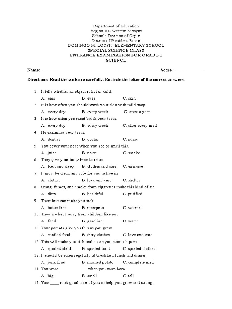 Exam in Sceince | PDF | Elephant | Organisms