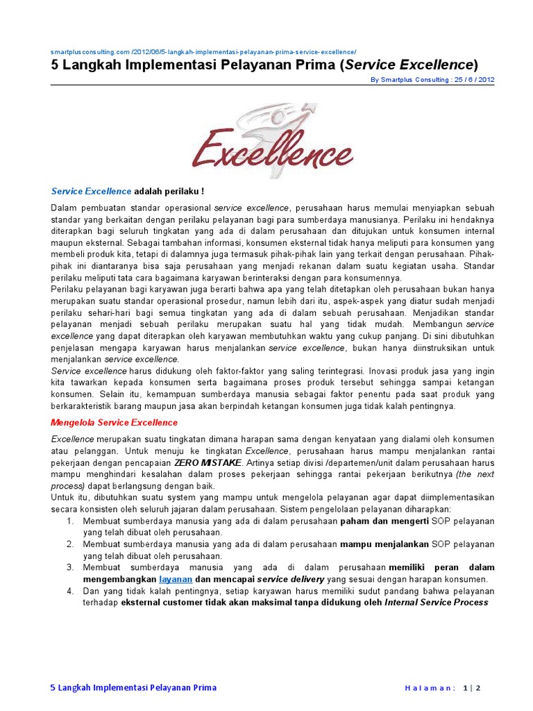 5 Langkah Implementasi Pelayanan Prima | PDF