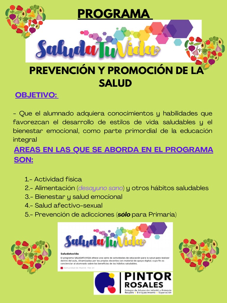 Programa SALUDA TU VIDA Prevencion y Promocion de La Salud | PDF