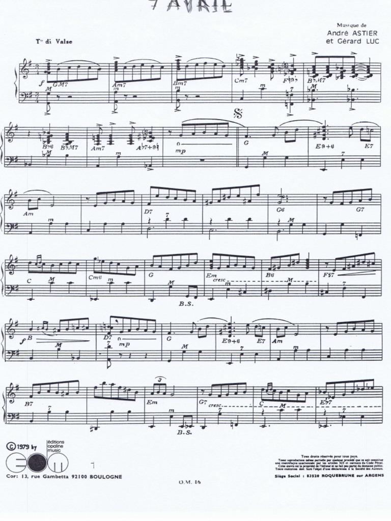 7 Avril (Valse) - André Astier & Gérard Luc | PDF