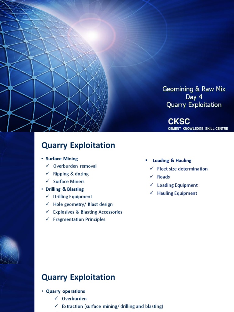 Day - 4 Geomining & Raw Mix (Quarry Exploitation) | PDF | Mining | Rock ...